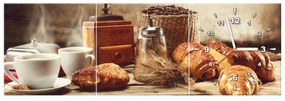Gario Obraz s hodinami Chutná snídaně - 3 dílný Rozměry: 90 x 30 cm