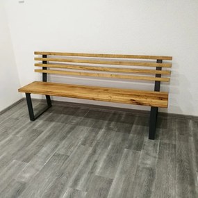 KULHÁNEK Designová jídelní lavice - dubové dřevo a kvalitní ocel Délka: 180 cm, Odstín podnože: černá - RAL 9005