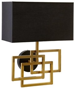 Moebel Living Zlatá kovová nástěnná lampa s černým stínidlem Leonor 44 cm