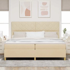 Postel s boxspringem s čelo Krémová 200 x 200 cm textil 3339726