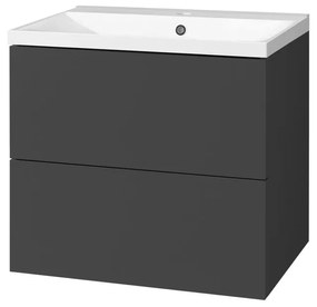 Mereo Mereo, Aira, koupelnová skříňka s umyvadlem z litého mramoru 61 cm, bílá, dub, šedá, CN750M