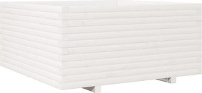 Zahradní truhlík bílý 100 x 100 x 49,5 cm masivní borové dřevo 3282540