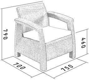 DEOKORK Zahradní ratanová sestava ORION hnědá