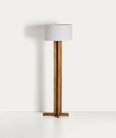 Bílá/hnědá stojací lampa s textilním stínidlem (výška 150,5 cm) Niani – Kave Home