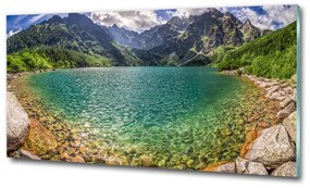 Wallmuralia Foto obraz fotografie na skle Jezero v horách 100x50