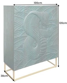 Massive home | Vysoká komoda Snake tyrkysová 120cm mangové dřevo