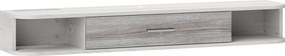 HOMCOM Floating TV Stand s 2 otevřenými policemi a skříňkou s výklopnými dvířky, Dřevěný televizní stolek, 120x26x16 cm, Bílý a šedý | Aosom