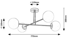 Rabalux 71082 - Lustr na tyči KIARA 4xE27/35W/230V zlatá