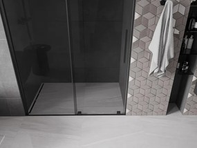 Mexen Velar, posuvné sprchové dveře do otvoru 150 cm, 8mm šedé sklo, černá matná, 871-150-000-41-70