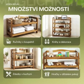Regál na boty RUSTIC, 5polic, 95x26x82cm, přírodní hnědá Casaria