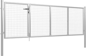 Zahradní brána ocel 350 x 100 cm stříbrná 144341