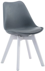 Židle Borne V2 plast / koženka, dřevené nohy bílá - Šedá