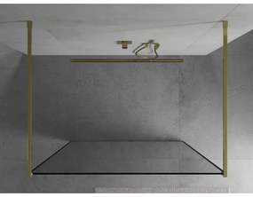 Mexen Kioto volně stojící sprchová zástěna 130 x 200 cm, Průhledné/Černý vzor 8 mm, Zlatá- 800-130-002-50-70