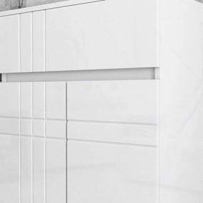 Kleankin volně stojící koupelnová skříňka s 2 dveřmi, 1 šuplíkem, nastavitelnou policí, leskle bílá, 60Š x 30H x 80V cm