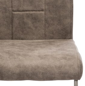 Jídelní židle KOBO, lanýžová látka v dekoru vintage kůže/kov lanýž