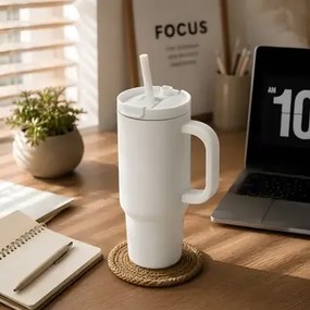 XD Design Uzavíratelný termohrnek s brčkem 480 ml bílá / Termohrnek /