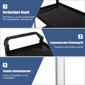 Costway Robustní 3patrový servisní vozík s humanizovanými rukojeťmi, velkým
