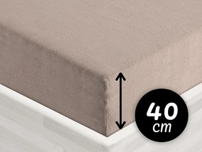 Froté napínací prostěradlo na extra vysokou matraci FR-027 Šedohnědé 180 x 220 - výška 40 cm