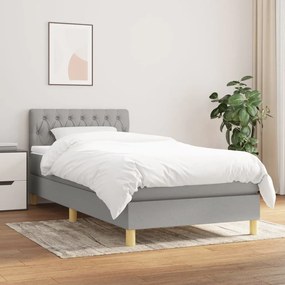 Box spring postel s matrací světle šedý 100 x 200 cm textil,  3140833