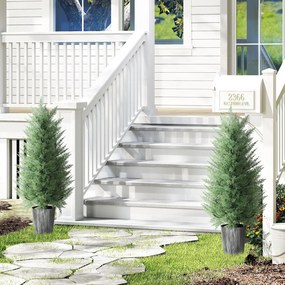 HOMCOM sada 2 velkých umělých cypřišů 90 cm v květináčích – realistické plastové rostliny do obýváku, ložnice, kanceláře či kryté terasy • Moderní de…