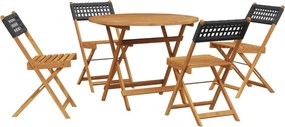 5dílný zahradní jídelní set černý polyratan a masivní dřevo 3281766