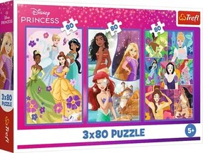 TREFL Puzzle Přátelství princezen / 3x80 dílků / od 5 let / 27,5 x 18
