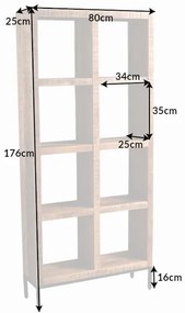 Invicta Dřevěná knihovna IRON CRAFT 180x80 cm mango 42377