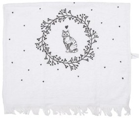 Bílý froté kuchyňský ručník s kočičkou Lovely Grey Cats - 40*66cm