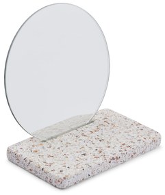 Humdakin Stolní kosmetické zrcadlo Terrazzo ⌀12 cm, béžová barva, sklo, kámen