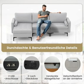 Costway Multiple Combination Sofa Collection Sections Modular s porty USB