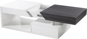 Tempo Kondela Konferenční stolek MELIDA se zásuvkou, bílý lesk/šedočerná