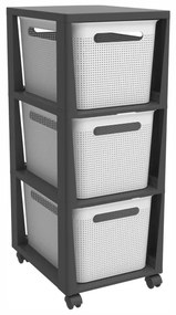 Regál s úložnými boxy - ROTHO BRISEN, 3x16 l Barva: cappuccino/antracit