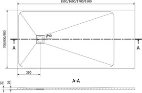 Mexen Bert obdélníková sprchová vanička SMC 160 x 90 cm, bílá - 4K109016