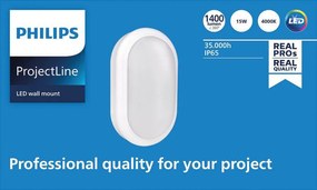 Philips 8719514954335 led nástěnné svítidlo projectline 1x15w | 1400lm | 4000k | ip54 - bílá