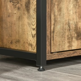 HOMCOM Knihařský regál s kabinetem a 2 úložnými šuplíky, průmyslový styl, 58x24x122 cm, rustikální hnědá
