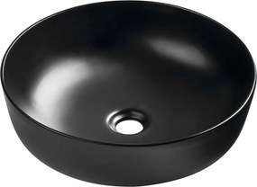 Sapho - Umyvadlo na desku Rondea, průměr 41 cm, bez přepadu, bez otvoru pro baterii, matná černá AR445B