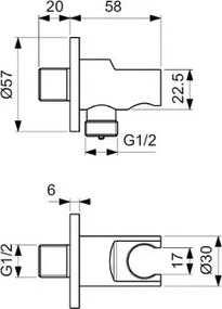 Ideal Standard Idealrain - Držák sprchy s přípojkou | černá