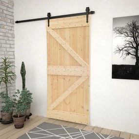 Posuvné dveře se setem kování 100 x 210 cm masivní borové dřevo,  3057501