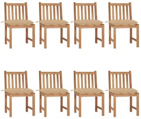 Zahradní židle s poduškami 8 ks masivní teak 3073160
