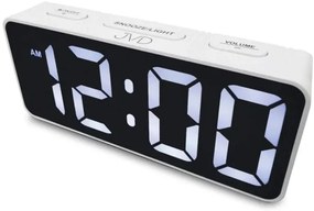 JVD Digitální bílý moderní budík do el. sítě JVD SB524.3 s bílými LED číslicemii