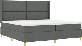 Postel s boxspringem s čelo Tmavě šedá 200 x 200 cm textil 3341918