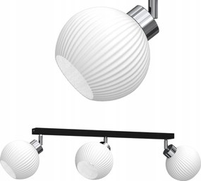 Stropní Svítidlo Stropní Svítidlo Skleněná Lampa Pruhy E27 Bílé Stínítko 3 Body Polsko