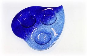 BDK-GLASS Skleněný svícínek LÍSTEK - modro-modrý Rozměr: 12x17cm