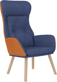 Relaxační křeslo s podnožkou modré umělá kůže a textil 3097765