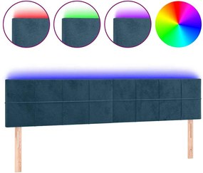 Čelo postele s LED tmavě modré 160x5x78/88 cm samet 3121670