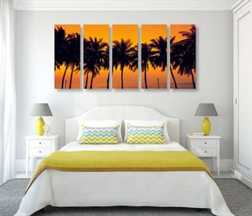 5-dílný obraz západ slunce nad palmami Varianta: 100x50
