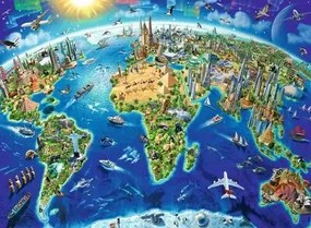 Ravensburger Velká mapa světa / 200 dílků / od 8 let