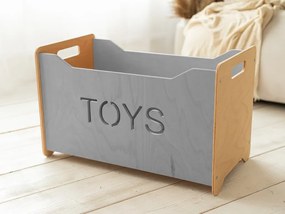 Woodisio Box na hračky TONI Barva: Transparentní lak - šedá, Variant: Maxi