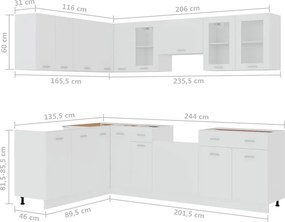 11dílná sada kuchyňských skříněk "Lyon" bílá, dřevěné 3067664