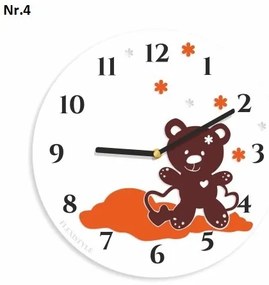 Kulaté hodiny do dětského pokoje s medvídkem